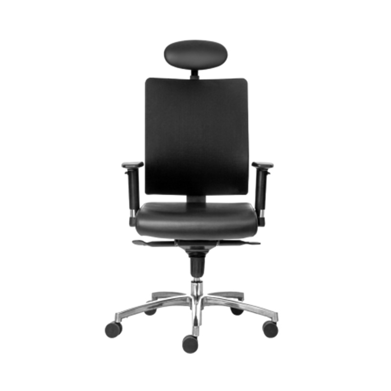 เก้าอี้สำนักงาน พร้อมพนักพิงศีรษะ รุ่น PI ขาอะลูมิเนียม เบาะหุ้มผ้าสีดำ ...
